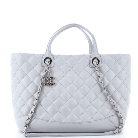 CHANEL | Bags | Chanel Easy Shopping Tote Quilted Calfskin Large Gray ...